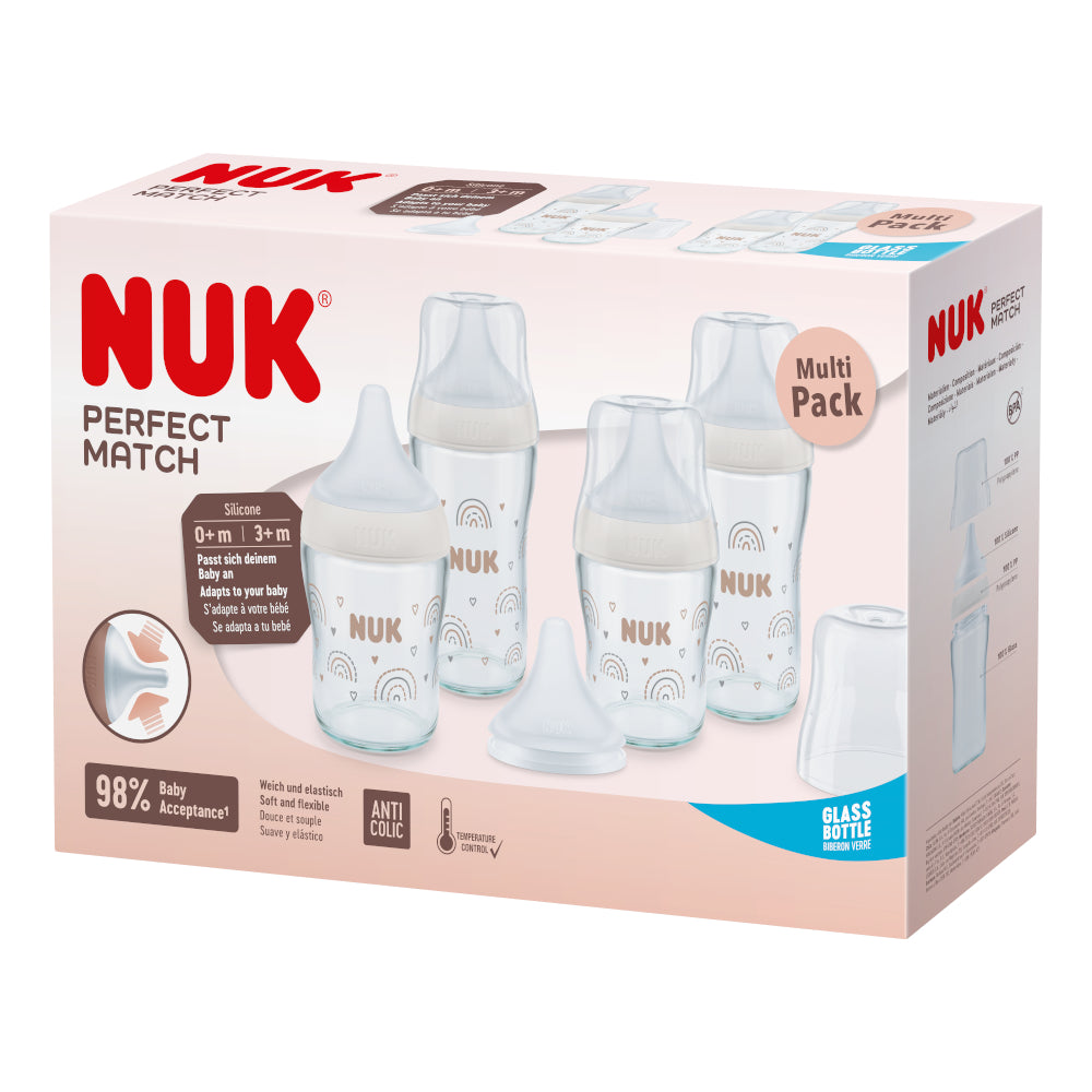 NUK Perfect Match Glass Baby Bottle Set 4 Pack – babycity