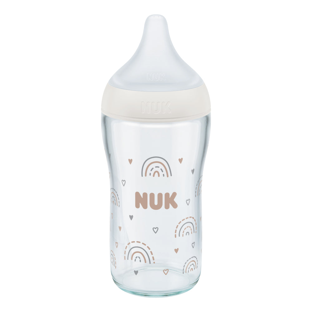 NUK Perfect Match Glass 230ml Bottle | Soft Teat & Temperature Control ...
